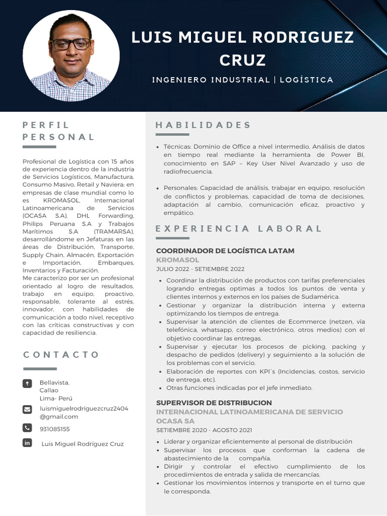 CV Luis Rodriguez Cruz | PDF | Logística | Cadena de suministro