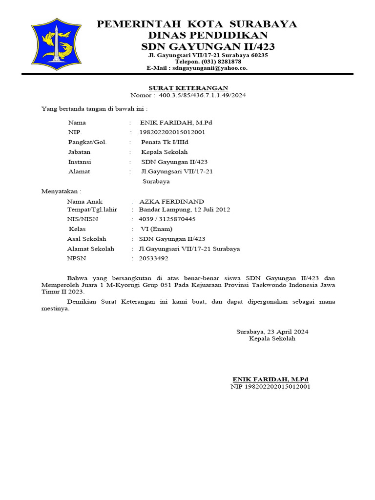 Surat Keterangan Lomba... | PDF