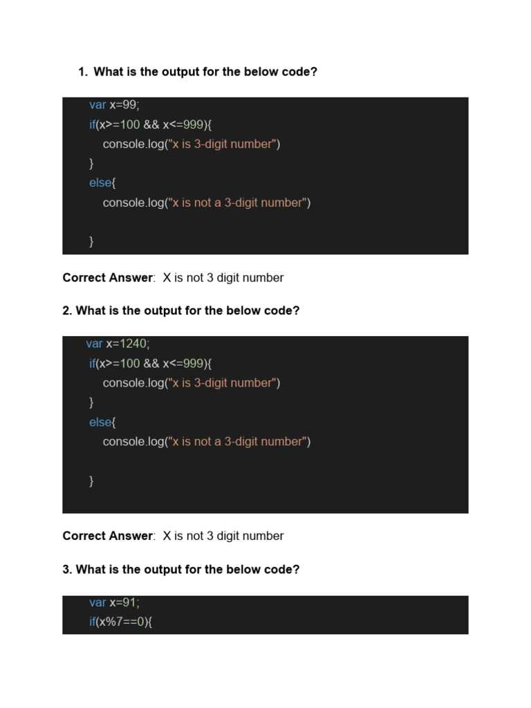 Code Output Predictions and Explanations | PDF | Computer Programming | Software Engineering