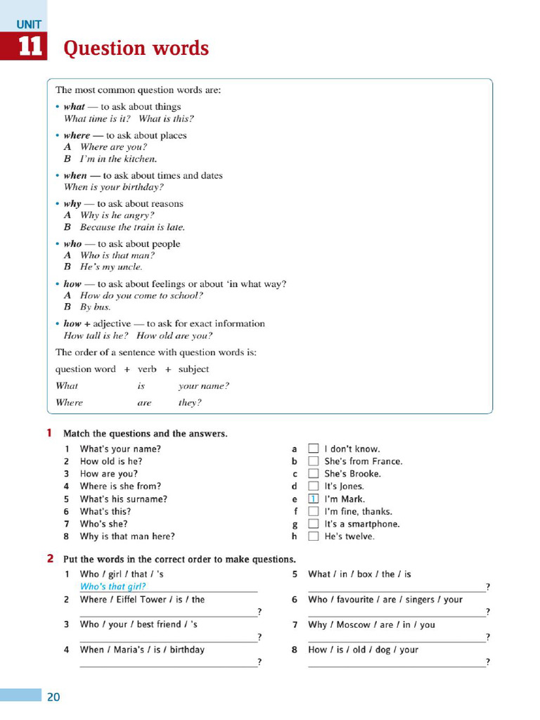 Question Words With Verb To Be Pdf