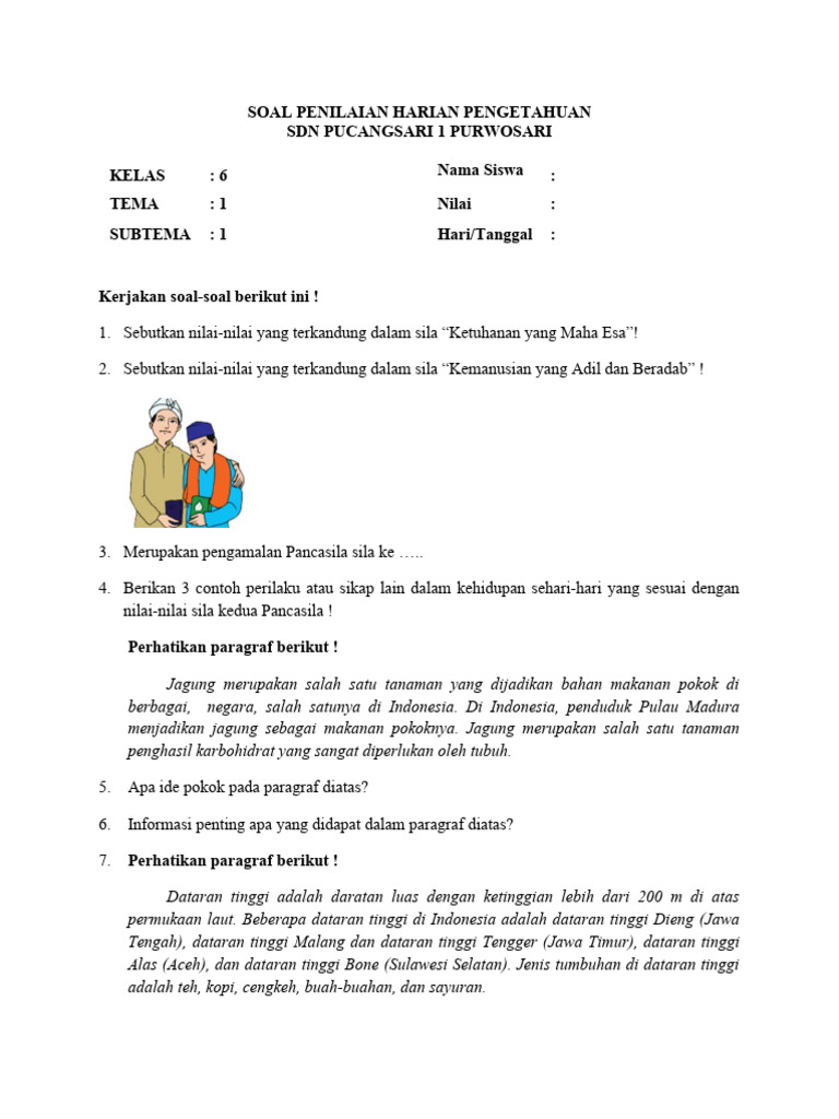 Soal & Kunci Jawaban PH Tema 1 Sub 1 | PDF | Perjalanan