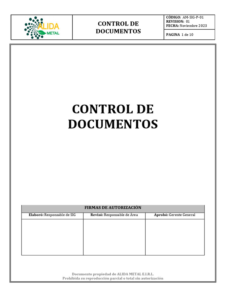 Am-Sig-P-01 Control de Documentos | PDF | Sistema de información geográfica | Sistema de manejo ...