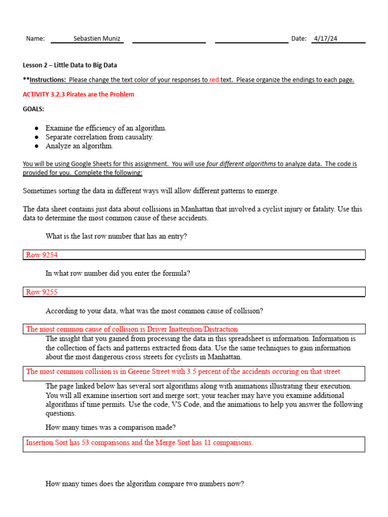CSP Student Digital Notebook Activity 323 | PDF | Data | Computer ...