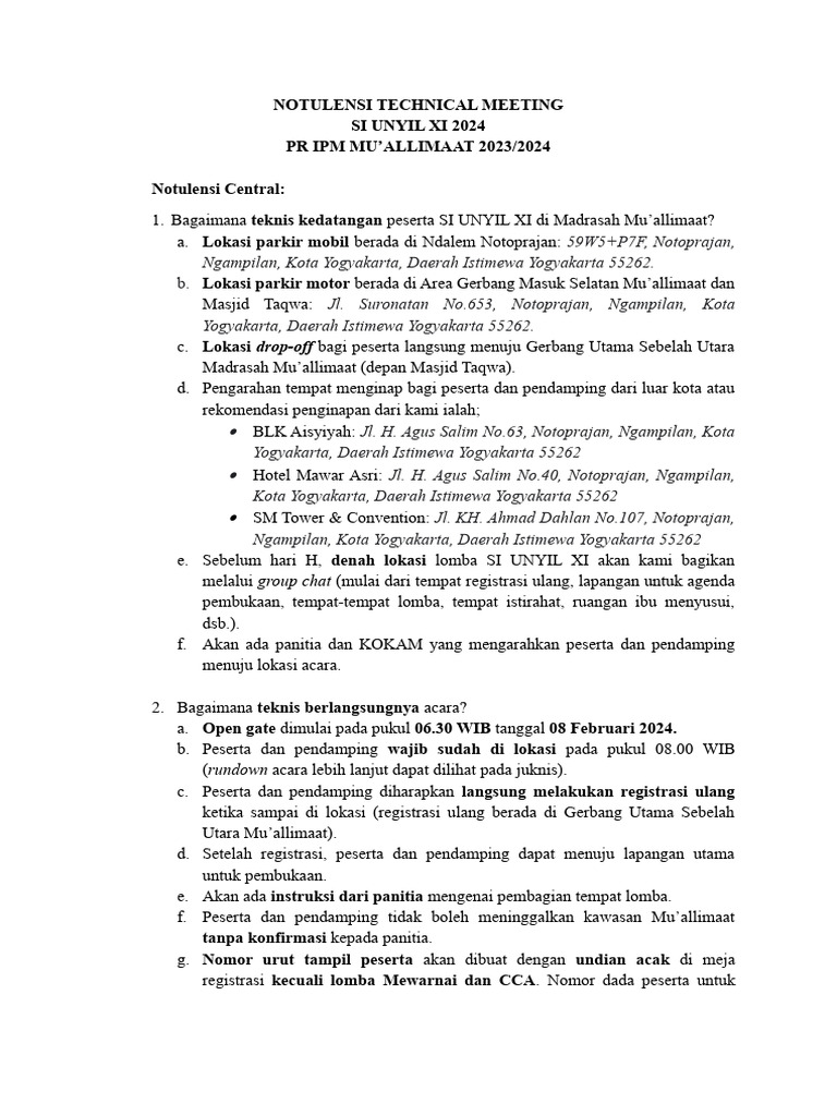 Panduan Teknis SI UNYIL XI 2024 | PDF