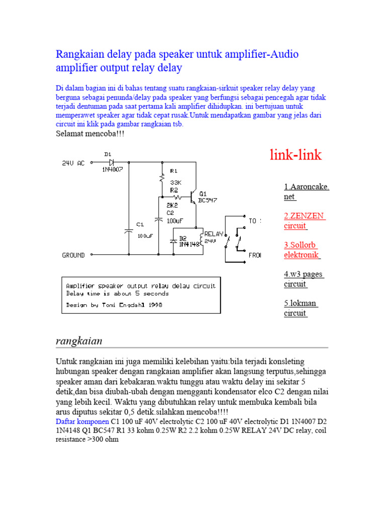 Rangkaian Delay Speaker untuk Amplifier | PDF | Teknologi & Rekayasa