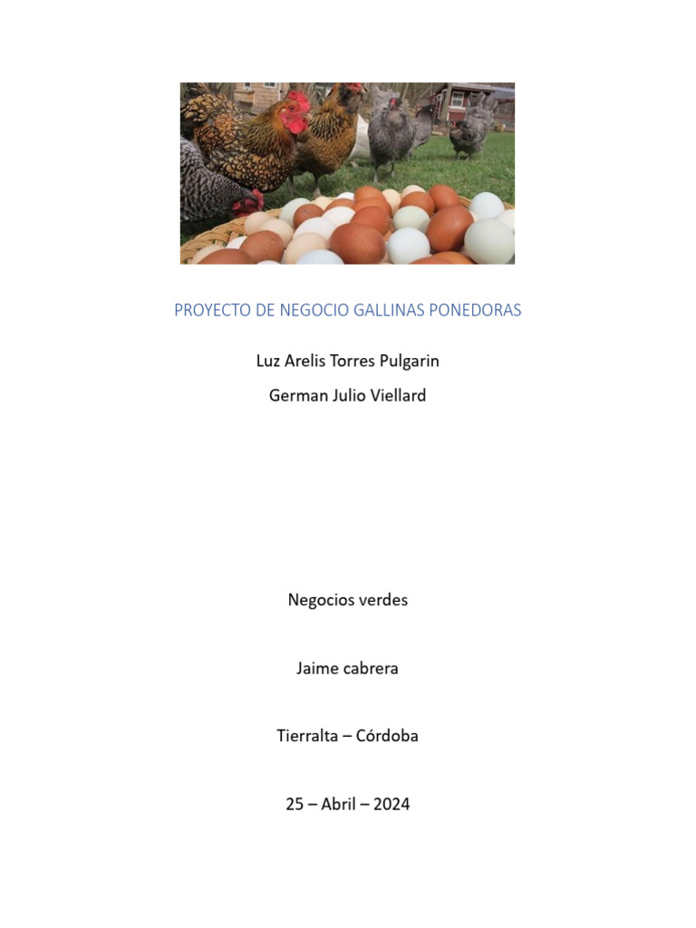 Proyecto de Negocio Gallinas Ponedoras | Descargar gratis PDF | Pollo | Aves