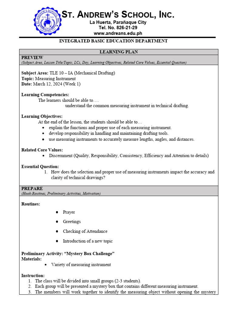 Week 1 Measuring Intrument 110723 | PDF | Drawing | Triangle