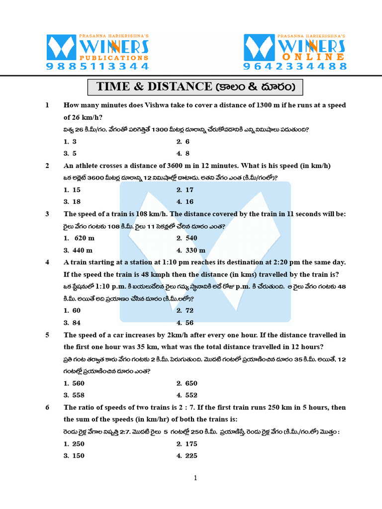 Time and Distance Problems Explained | PDF | Speed | Transport