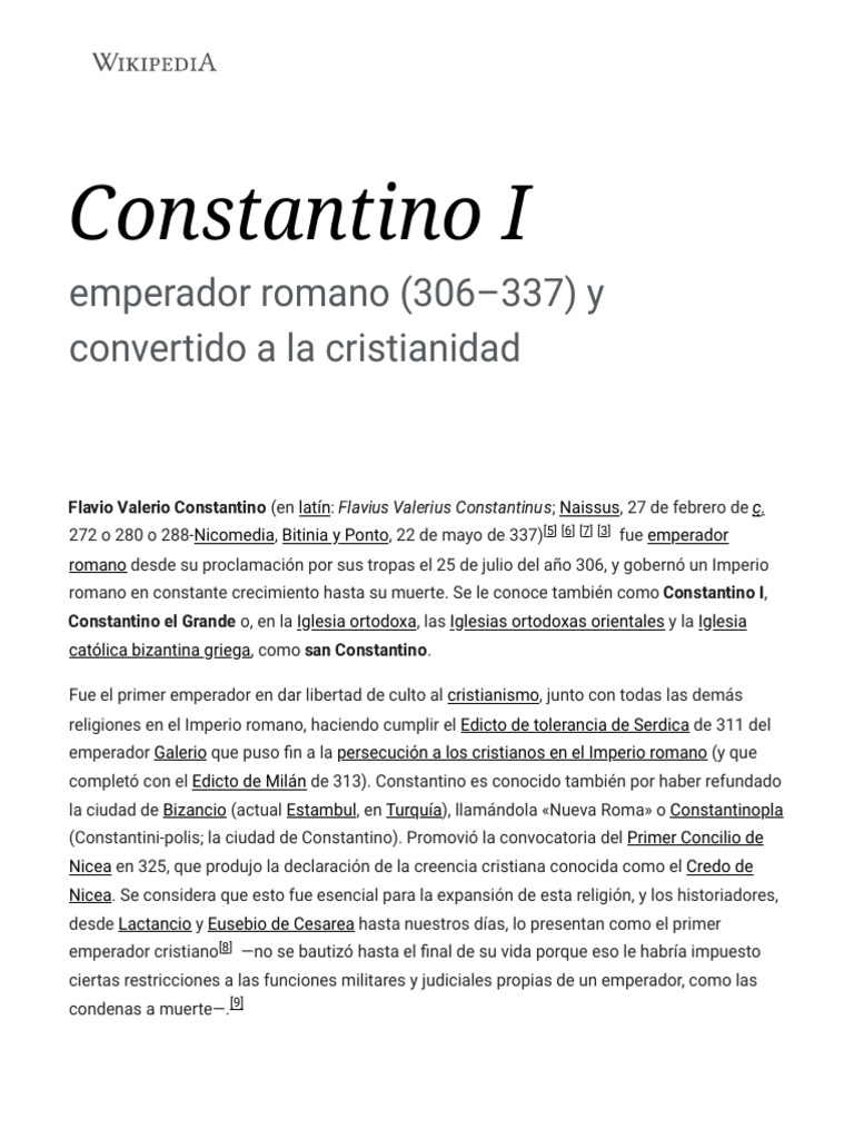 Constantino I - Wikipedia, La Enciclopedia Libre | PDF | Constantino el ...