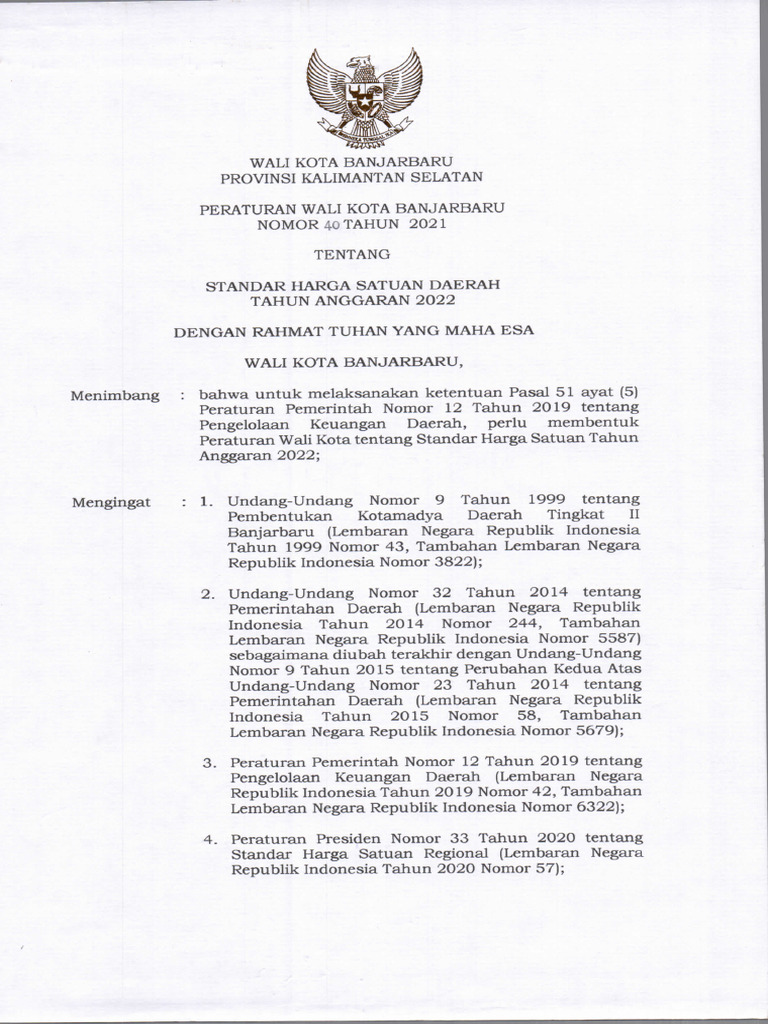Dasar Penetapan Hps-1683013312-Scan Perwali Standar Harga Satuan 2022 ...