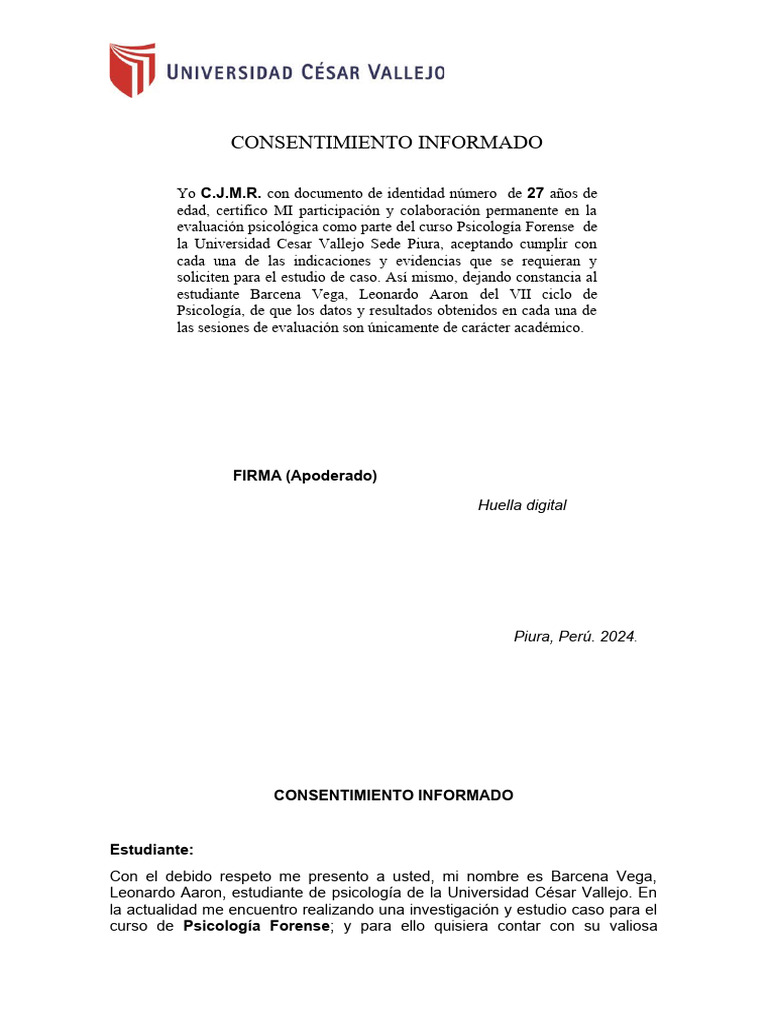 Consentimiento Informado Modelo | PDF