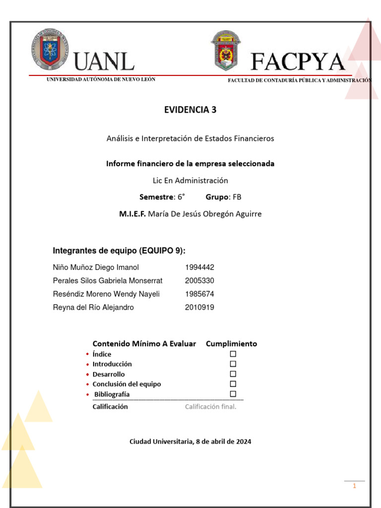 Equipo9 - Evidencia 3 y 4 - Aief | PDF | Rentabilidad sobre recursos propios | Business