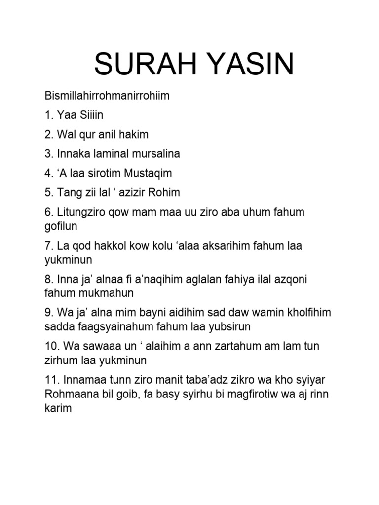 Surah Yasin | PDF | Religion & Spirituality