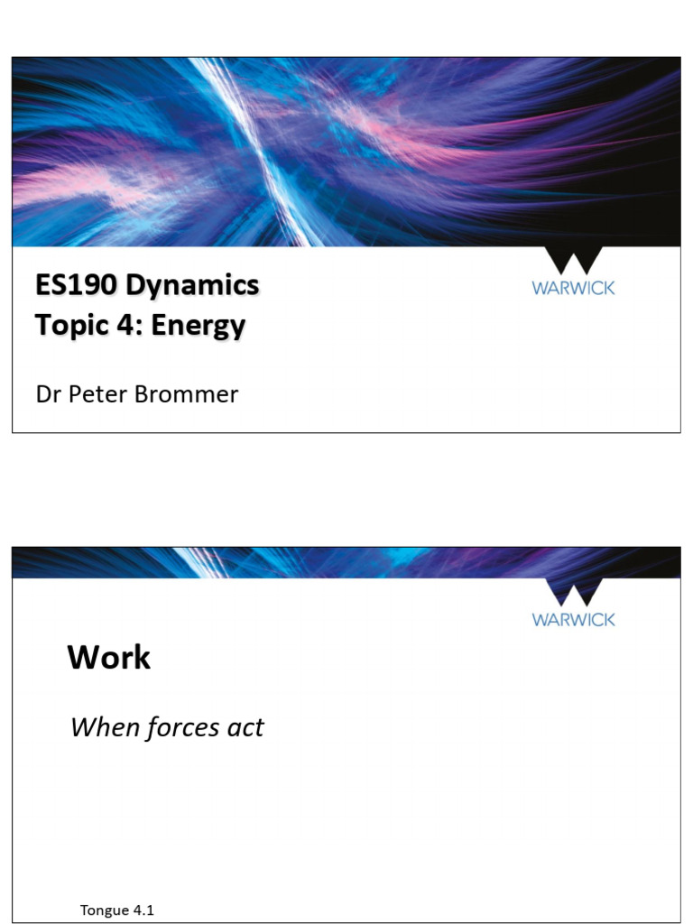 ES190 Dynamics Slides 04 PB | PDF | Force | Power (Physics)