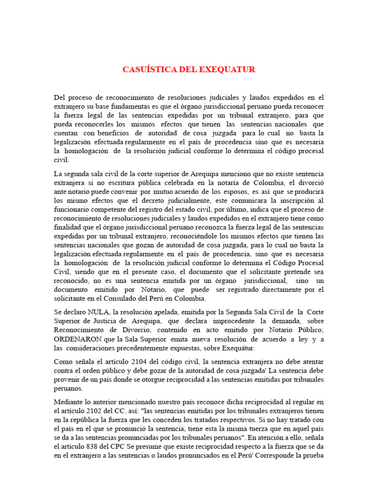 Reconocimiento de Sentencias Extranjeras | PDF | Sentencia (ley ...