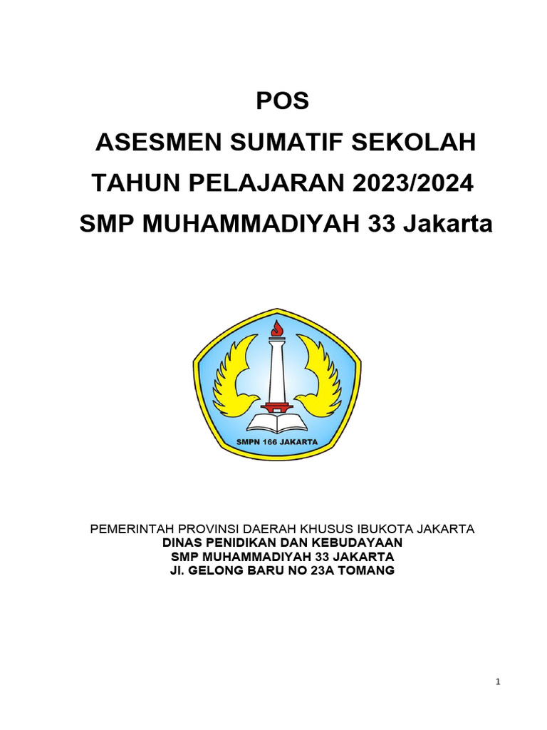 POS Asesmen Sumatif Sekolah Tahun 2024 SMPN 166 | PDF