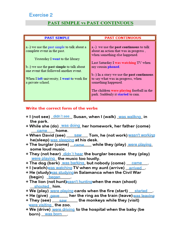Past Simple vs Past Continuous Guide | PDF | Language Arts & Discipline