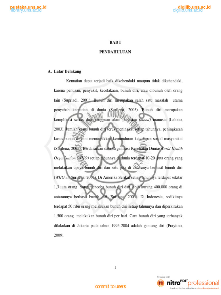 Bab I Pendahuluan: Library - Uns.ac - Id Digilib - Uns.ac - Id | PDF
