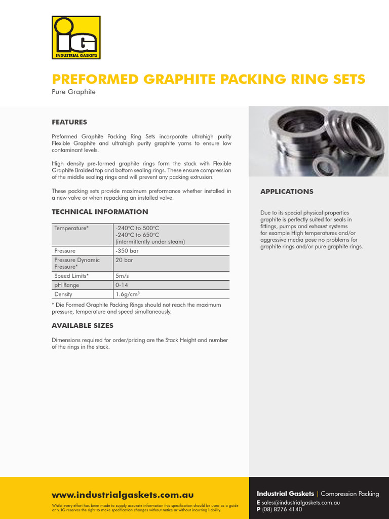 Preformed Graphite Packing Ring Sets | PDF | Graphite | Chemical ...