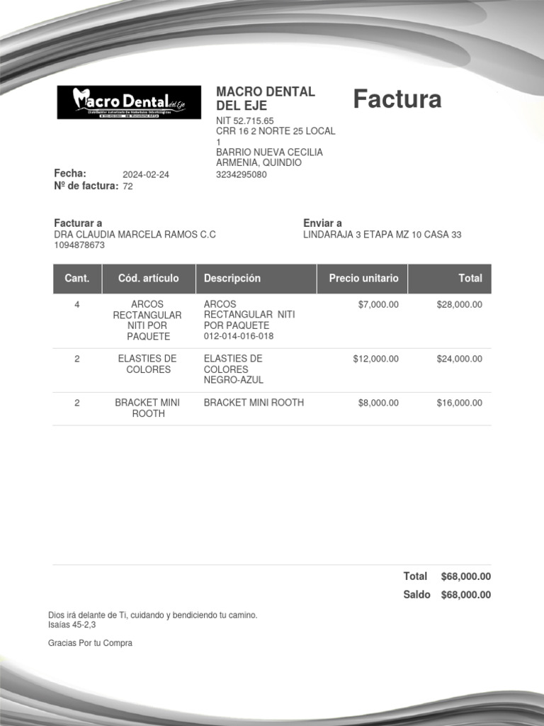 Factura De Productos Dentales Feb 2024 Pdf