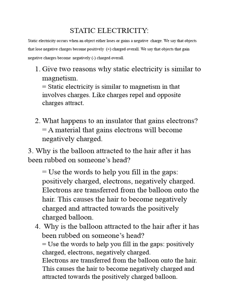 Static Electricity Basics for Students | PDF | Technology & Engineering