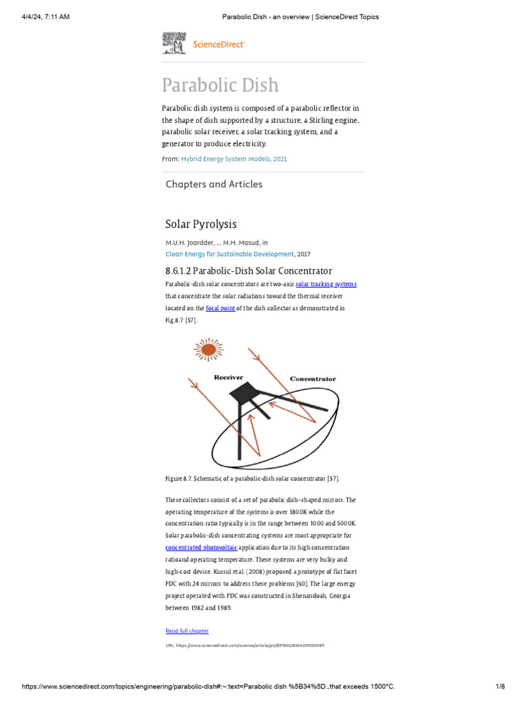 Parabolic Dish - An Overview _ ScienceDirect Topics | PDF | Solar ...