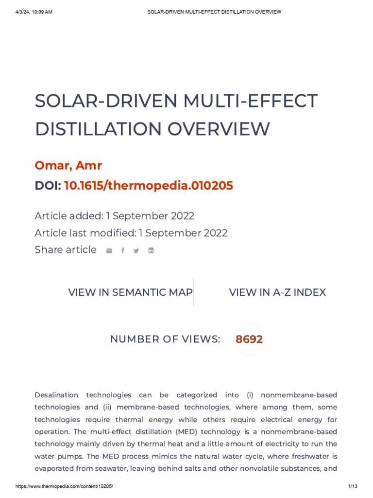 Solar-Driven Multi-Effect Distillation Overview | PDF | Distillation | Solar Energy