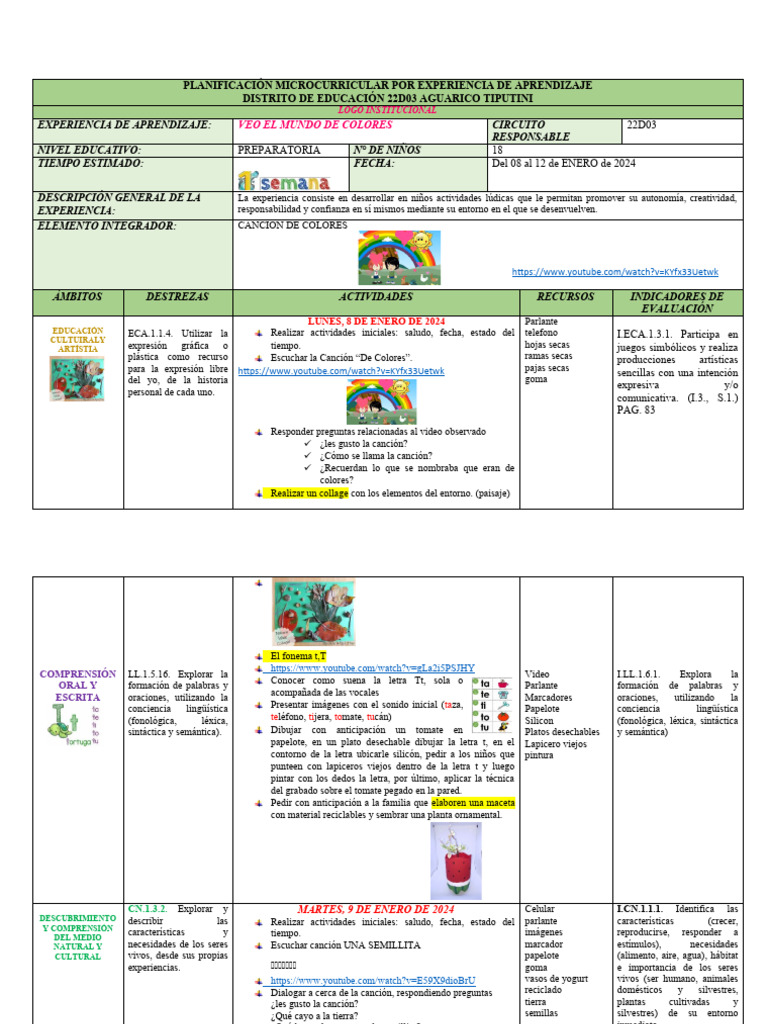 Semana 17 Veo El Mundo de Colores - Inicial1-2 | PDF | Germinación ...