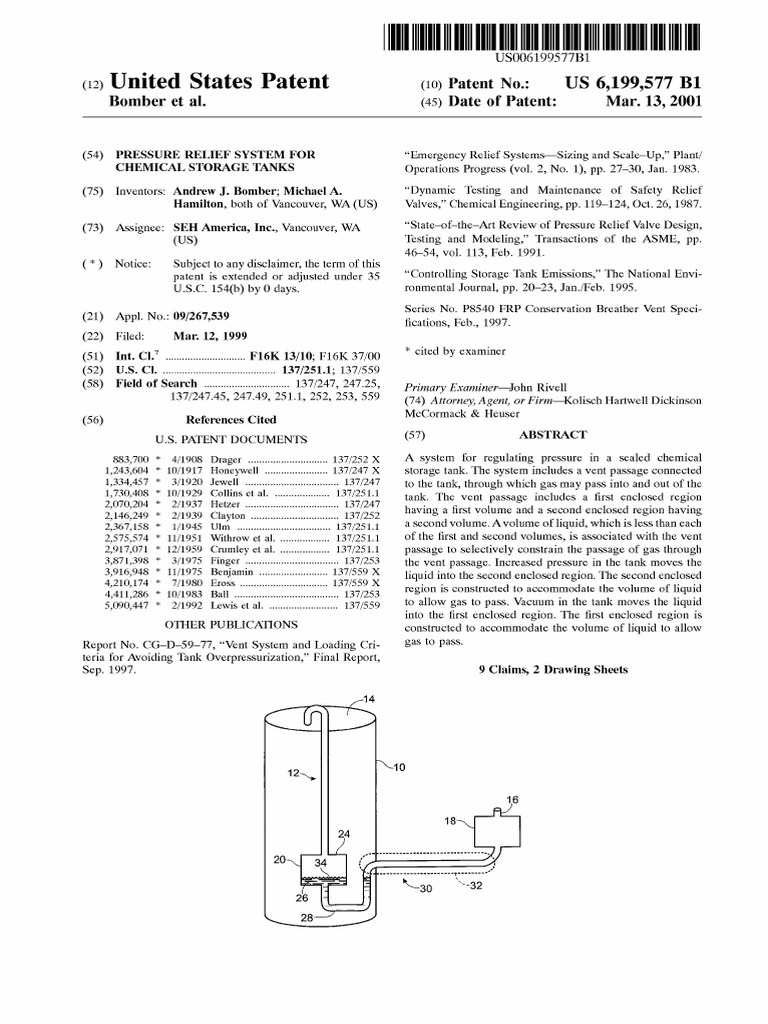 Pressure Relief System for Tanks | PDF | Gases | Pressure