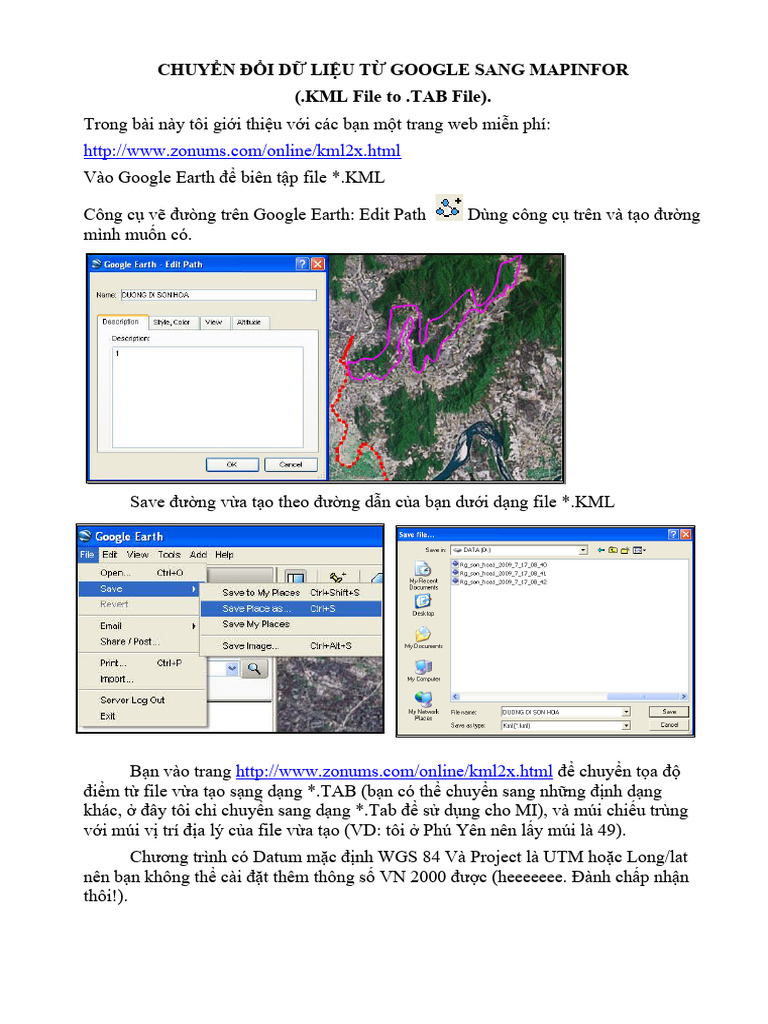 Chuyển dữ liệu từ GGE sang map - KML to TAB | PDF