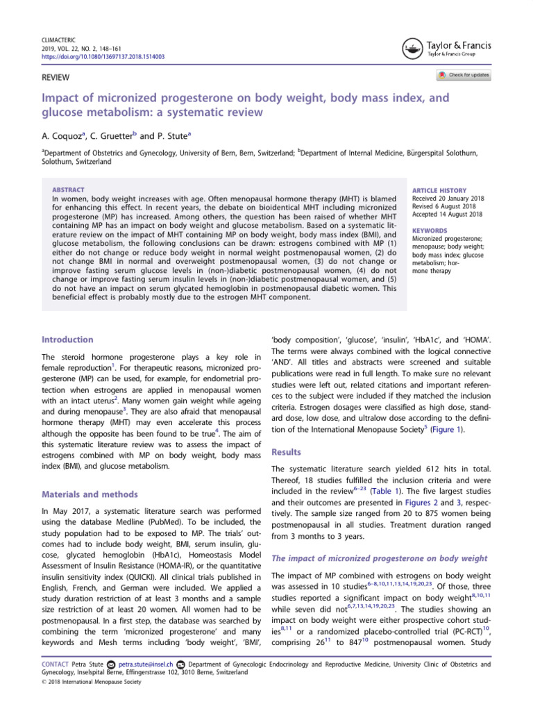 13697137.2018.1514003 | PDF | Menopause | Hormone Replacement Therapy