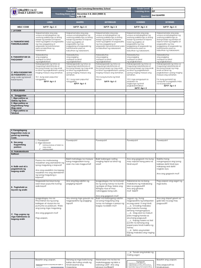 DLL Esp Q2 Week-5 | PDF