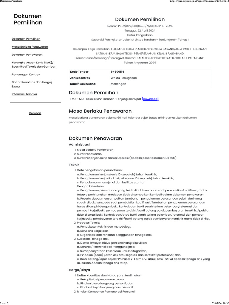 Dokumen Pemilihan | PDF