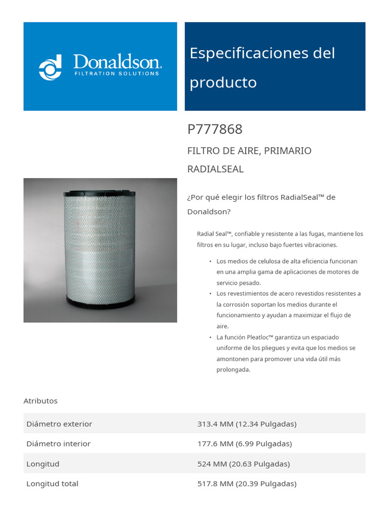 Donaldson P777868 | PDF