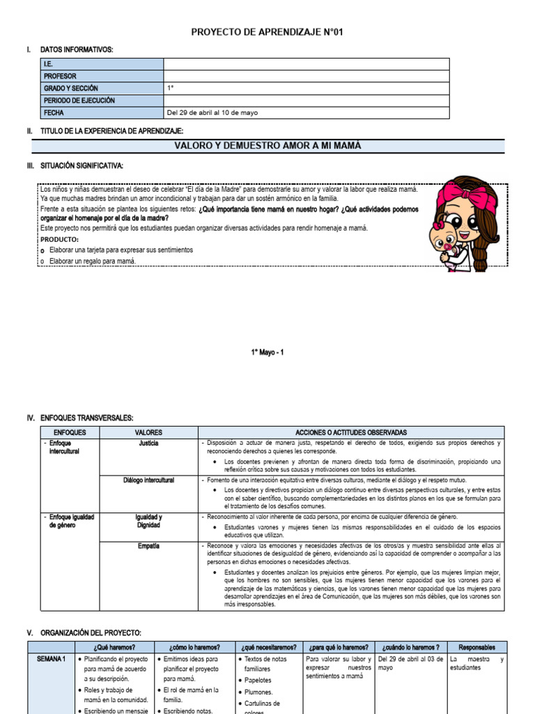 1° Grado - Proyecto de Aprendizaje N°01 | PDF | Geometría | Aprendizaje