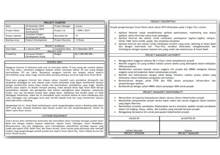 Contoh Project Charter | PDF