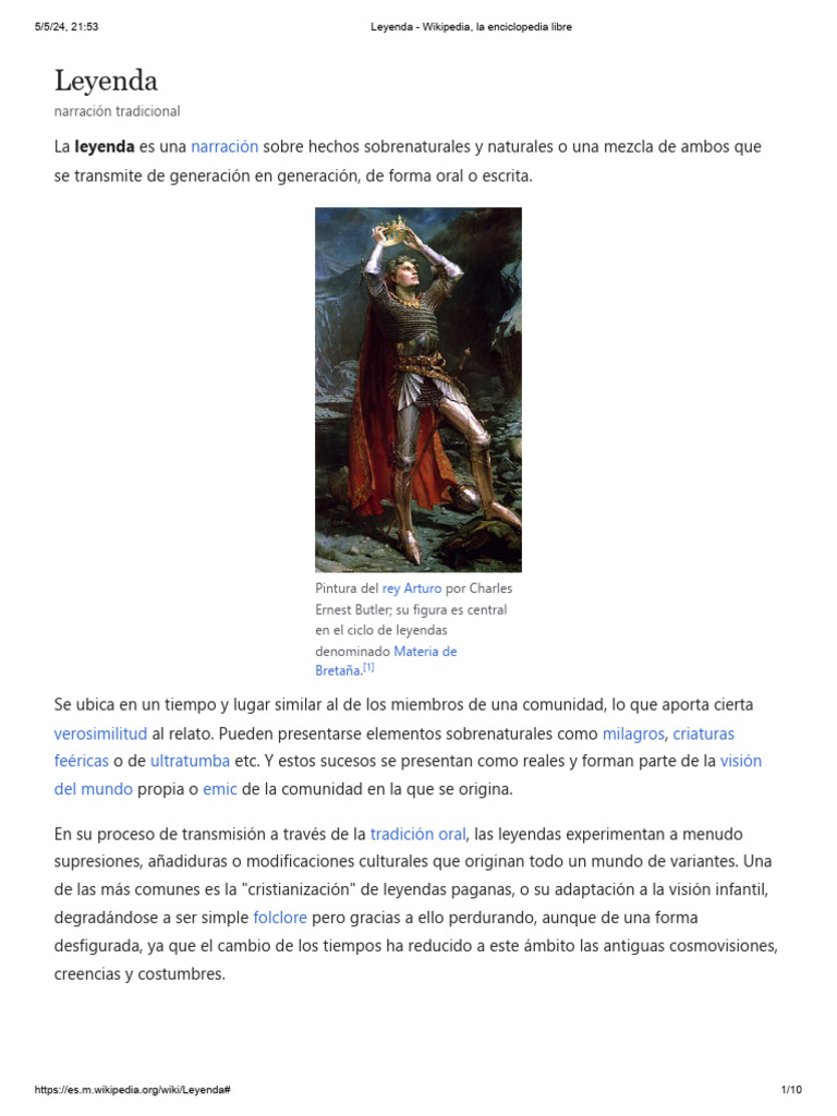 Leyenda - Wikipedia, La Enciclopedia Libre | Descargar gratis PDF ...