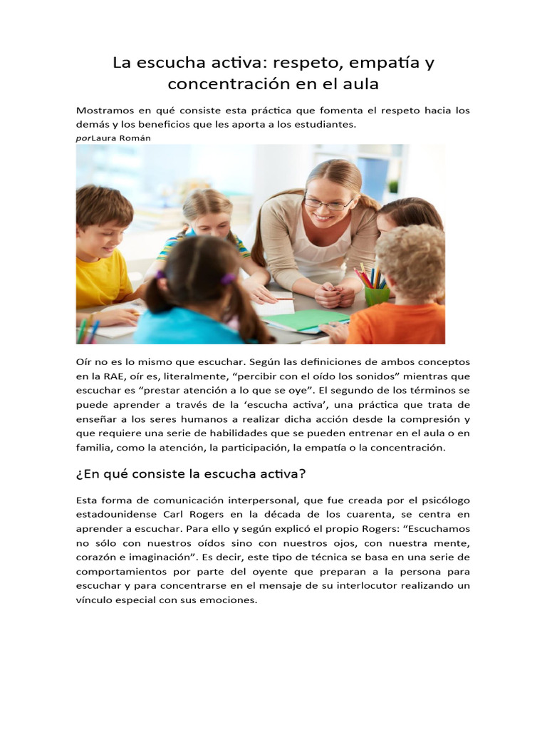 Escucha Activa en el Aula | PDF | Empatía | Aprendizaje