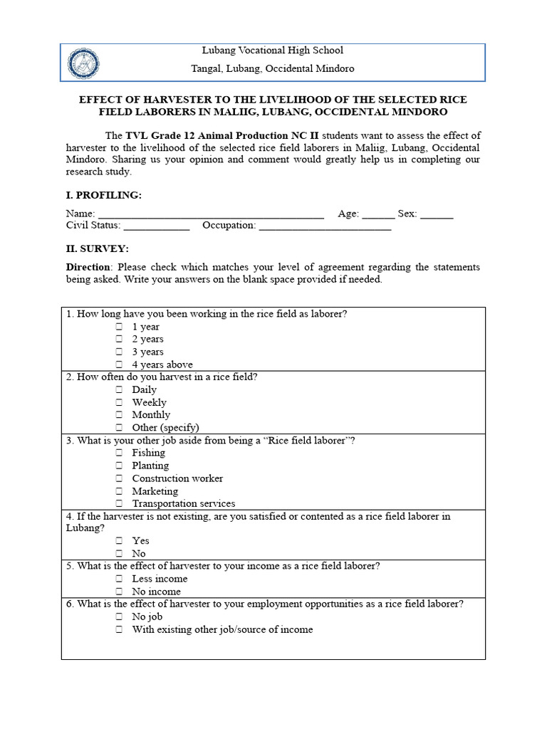 Jenny ann questionnaire final | PDF