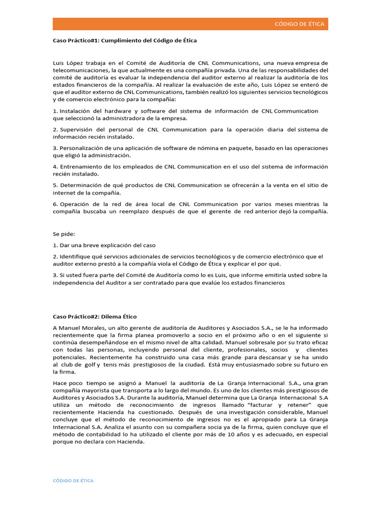 Casos - Tica | PDF | Auditoría | Business