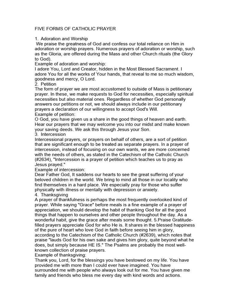 Five Forms of Catholic Prayer | PDF | Prayer | Christian Worship And ...