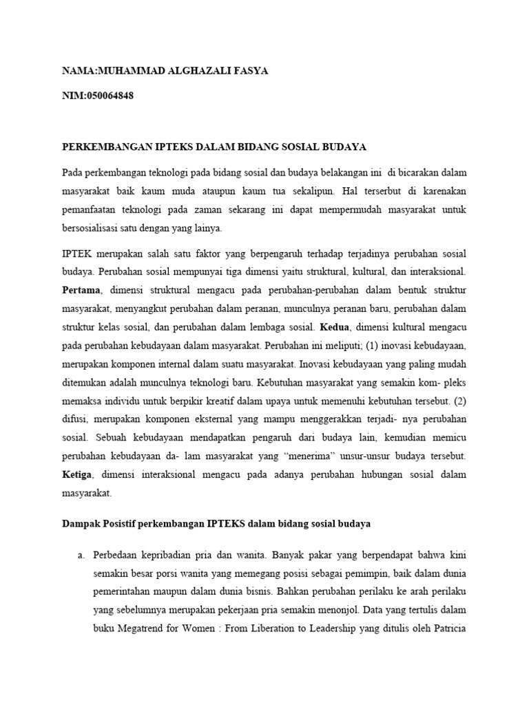 Tugas 3 Ilmu Sosial Dan Budaya Dasar | PDF