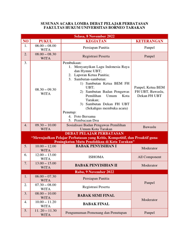 Susunan Acara Debat Dies Natalis-5 | PDF