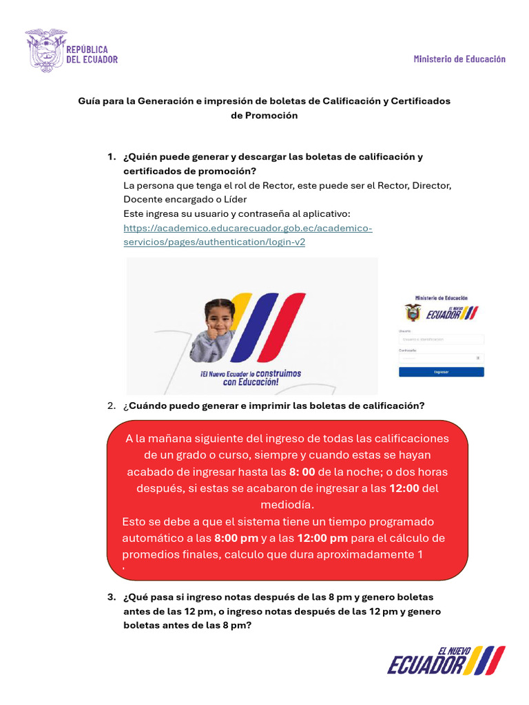 Guia para La Generación de Boletas de Calificación y Certificados de Promoción | PDF | Contraseña