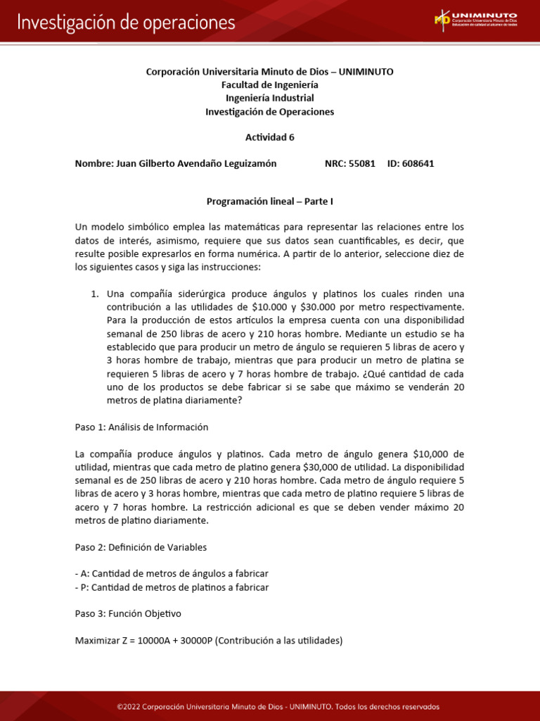 Actividad 6 Inv. Oper | PDF | Aluminio | Alimentos Actividad 6 Inv. Oper | PDF | Aluminio | Alimentos