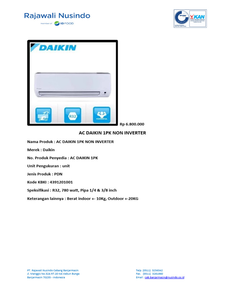 Surat Penawaran Untuk Produk AC Elektronik Daikin | PDF
