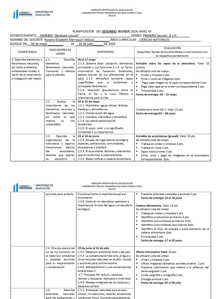 Plan de Bloque 2 Ciencias I | PDF | Ecología | Ciencia medioambiental