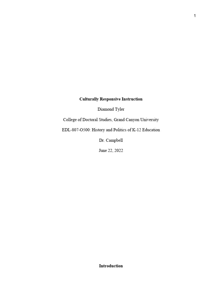 Culturally Responsive Instruction in K-12 | PDF | Teachers | Curriculum
