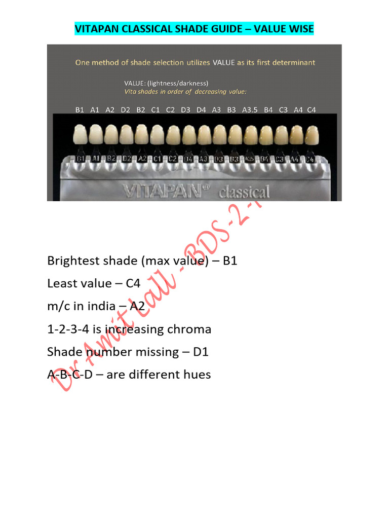 VITA Classical Shade Guide - Value Wise | PDF