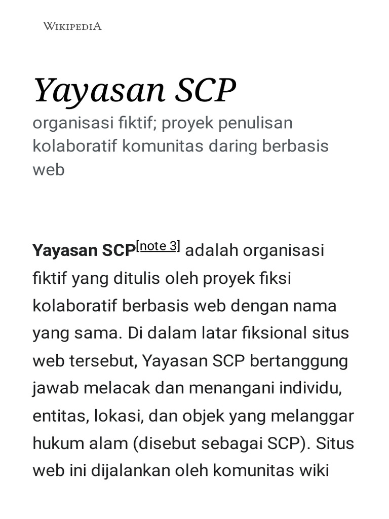 Yayasan SCP: Organisasi Fiktif Unik | PDF | Dewasa Muda